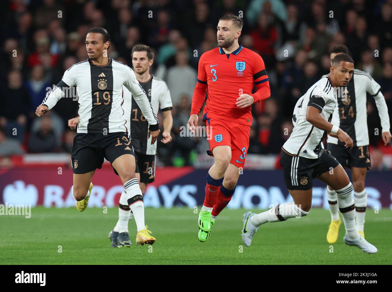LONDON ENGLAND - SEPTEMBER 26 : L-R Leroy Sane (Bayern Munich) of ...