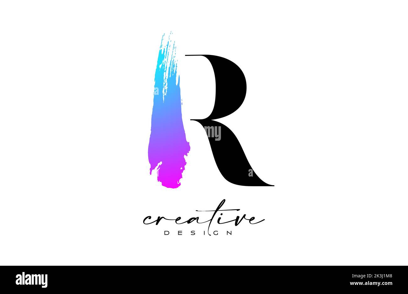 Brush Letter R logo desgn with Artistic Colorful Blue Purple Paintbrush ...