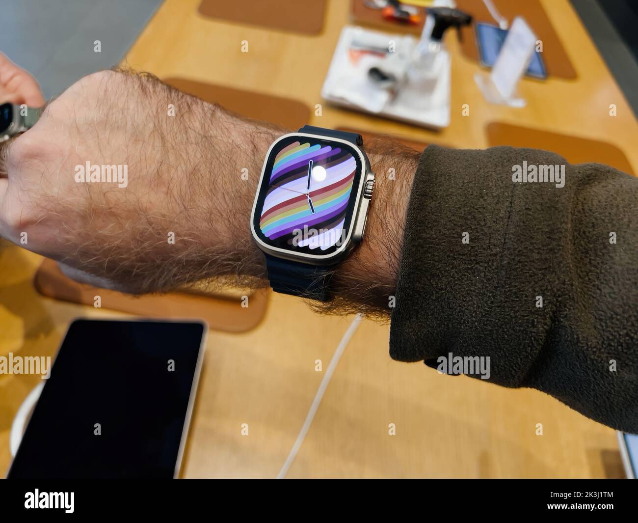 Paris, France - Sep 23, 2022: Pride clock watch face on the new Apple ...