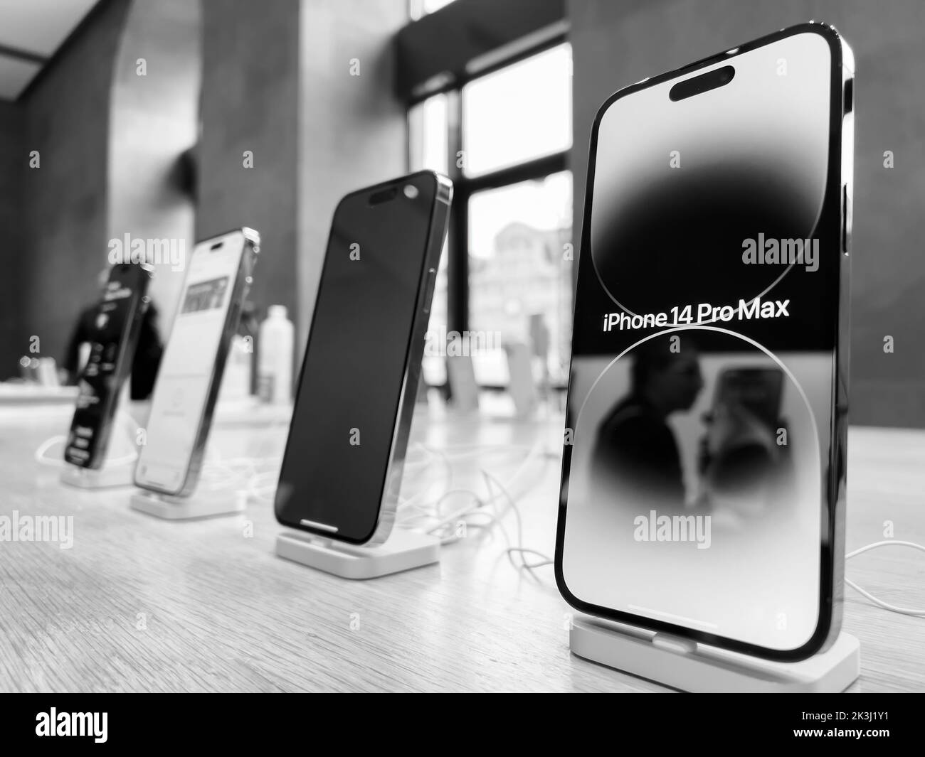 Paris, France - Sep 16, 2022: Black and white shot: Hero object shot ...