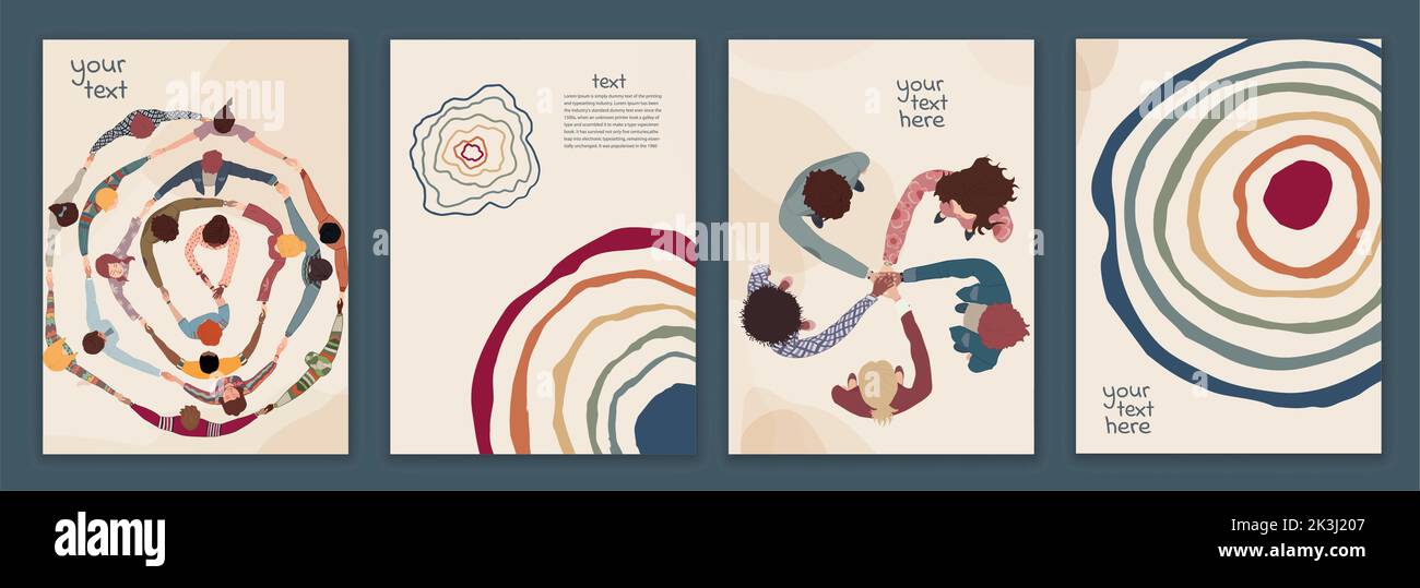 Volunteer multicultural people group concept. Editable set template ...