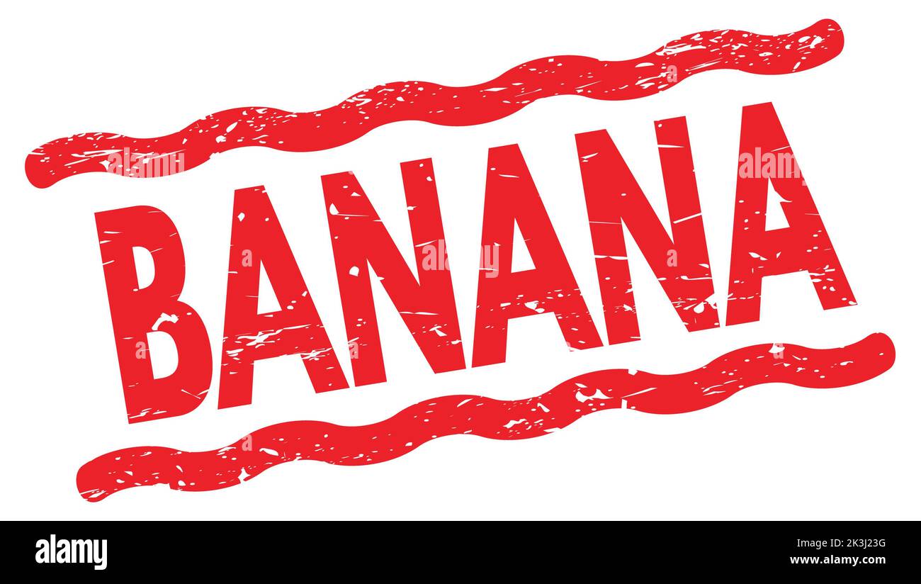 BANANA text written on red lines stamp sign Stock Photo - Alamy