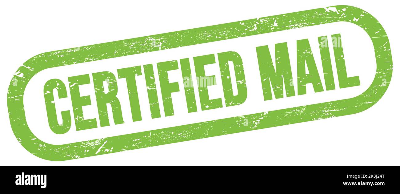 CERTIFIED MAIL, text on green rectangle stamp sign Stock Photo - Alamy