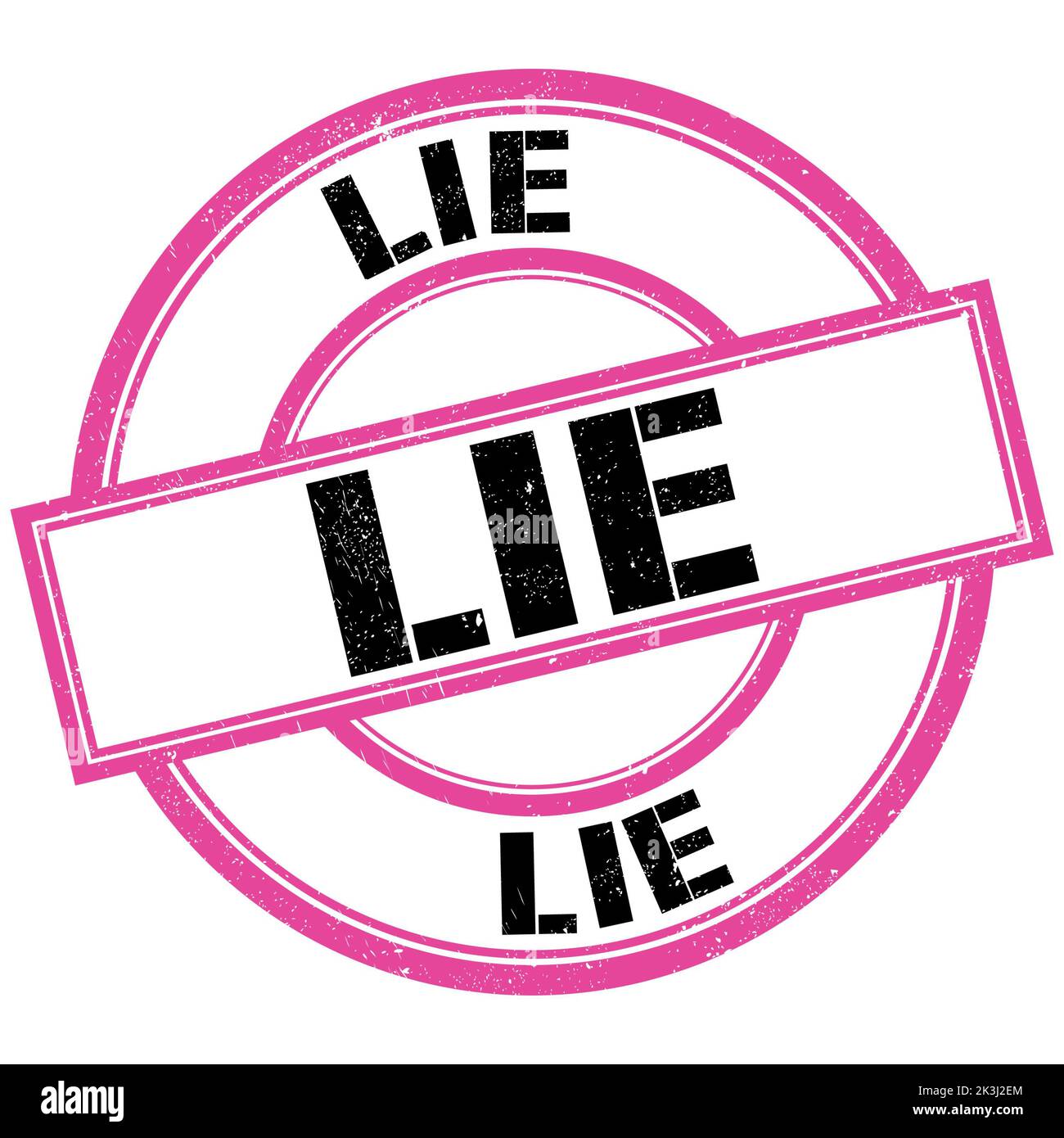 LIE text written on pink-black round stamp sign Stock Photo - Alamy
