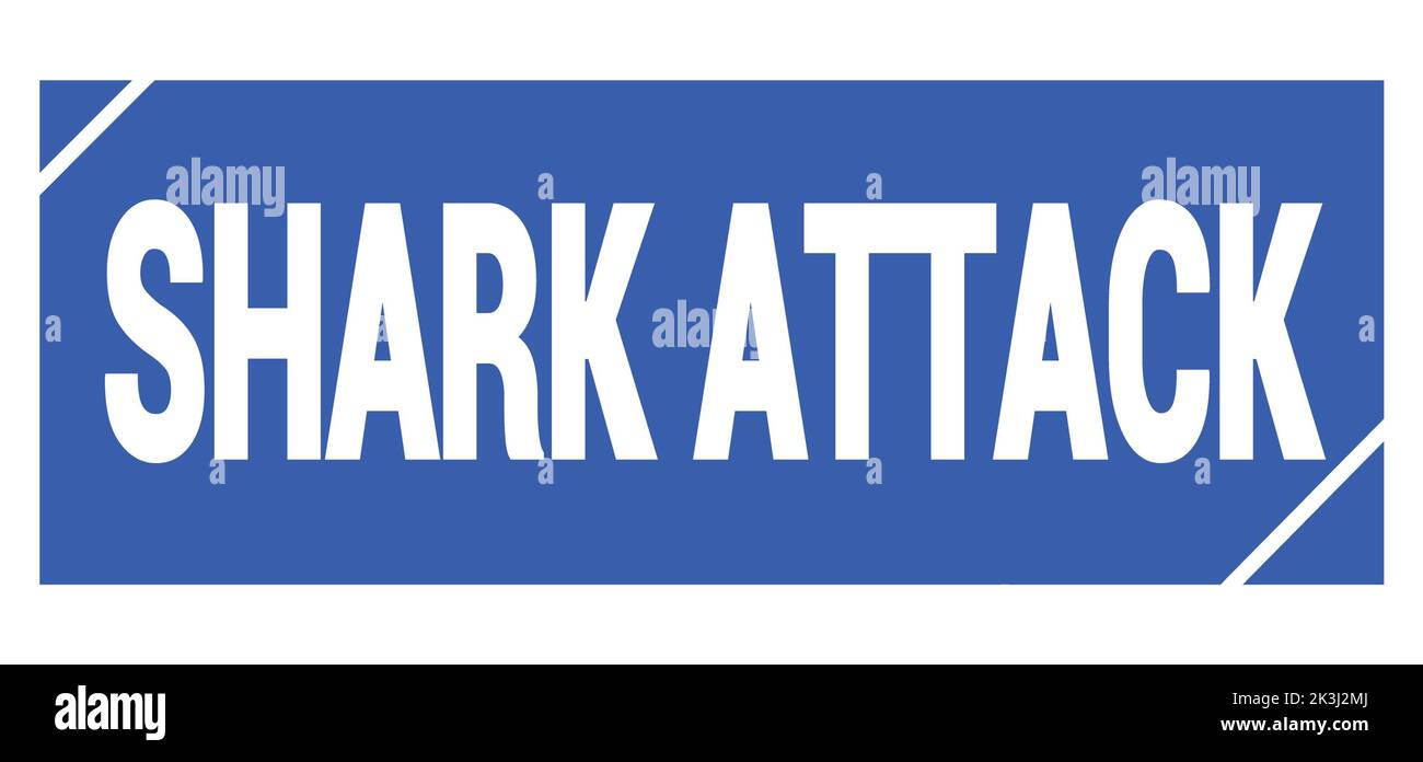 SHARK ATTACK text written on blue grungy stamp sign Stock Photo - Alamy