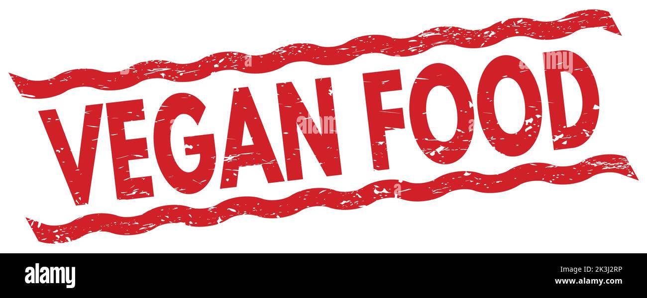 VEGAN FOOD text written on red lines stamp sign Stock Photo - Alamy