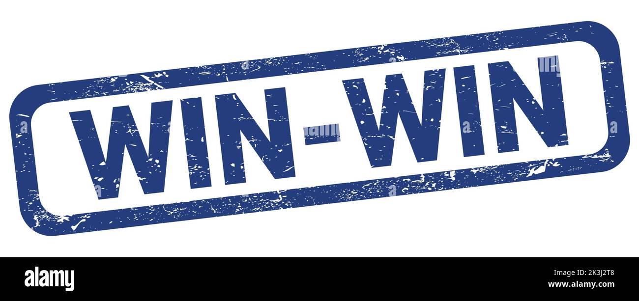 WIN-WIN text written on blue rectangle stamp sign Stock Photo - Alamy