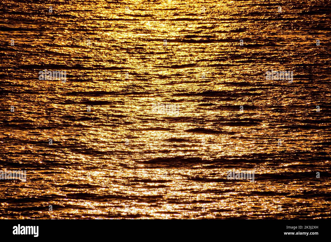Orange Still Sea Water With Ripple. Natural Background Photo Texture ...