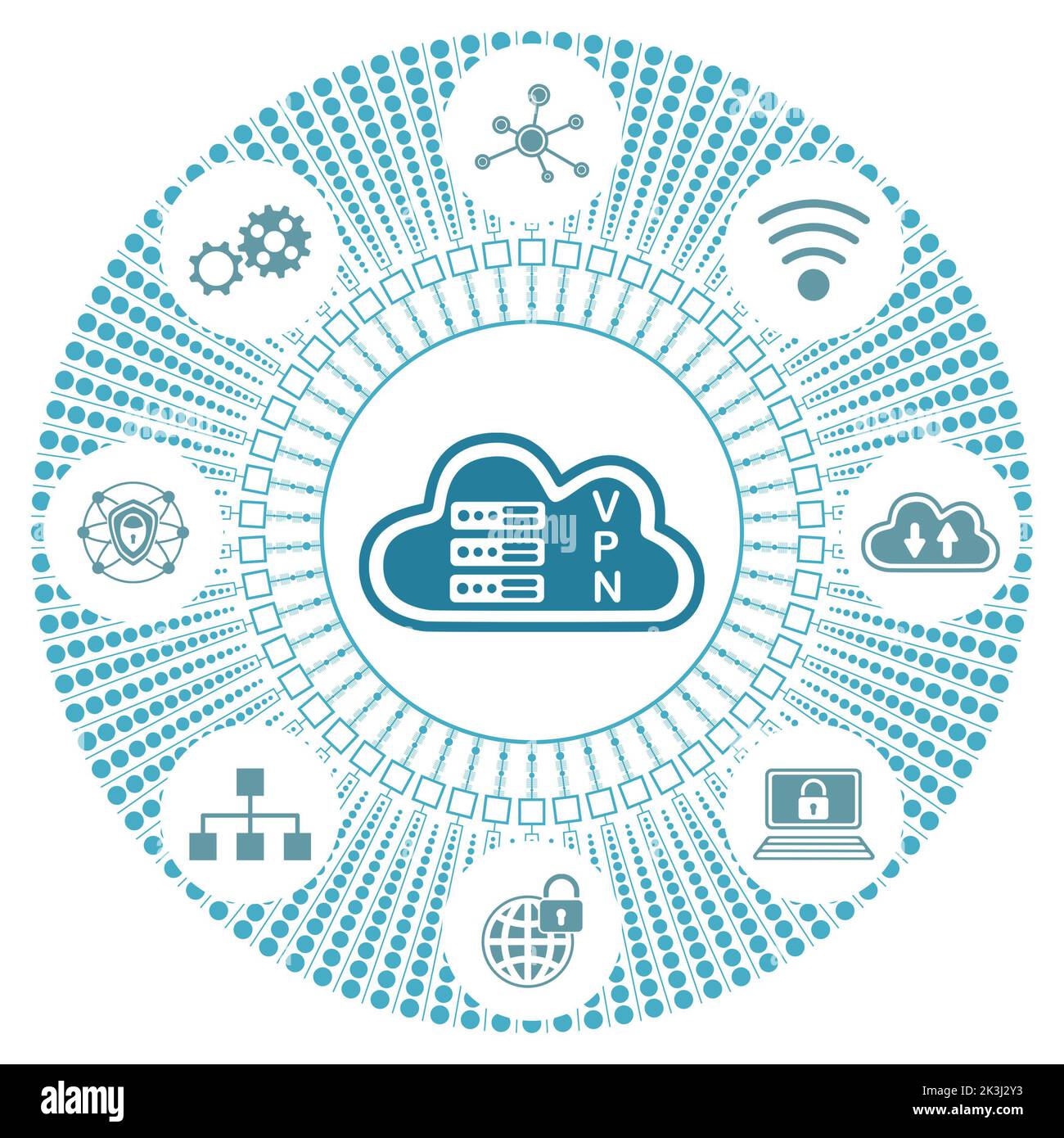 Concept of vpn with connected icons Stock Photo - Alamy