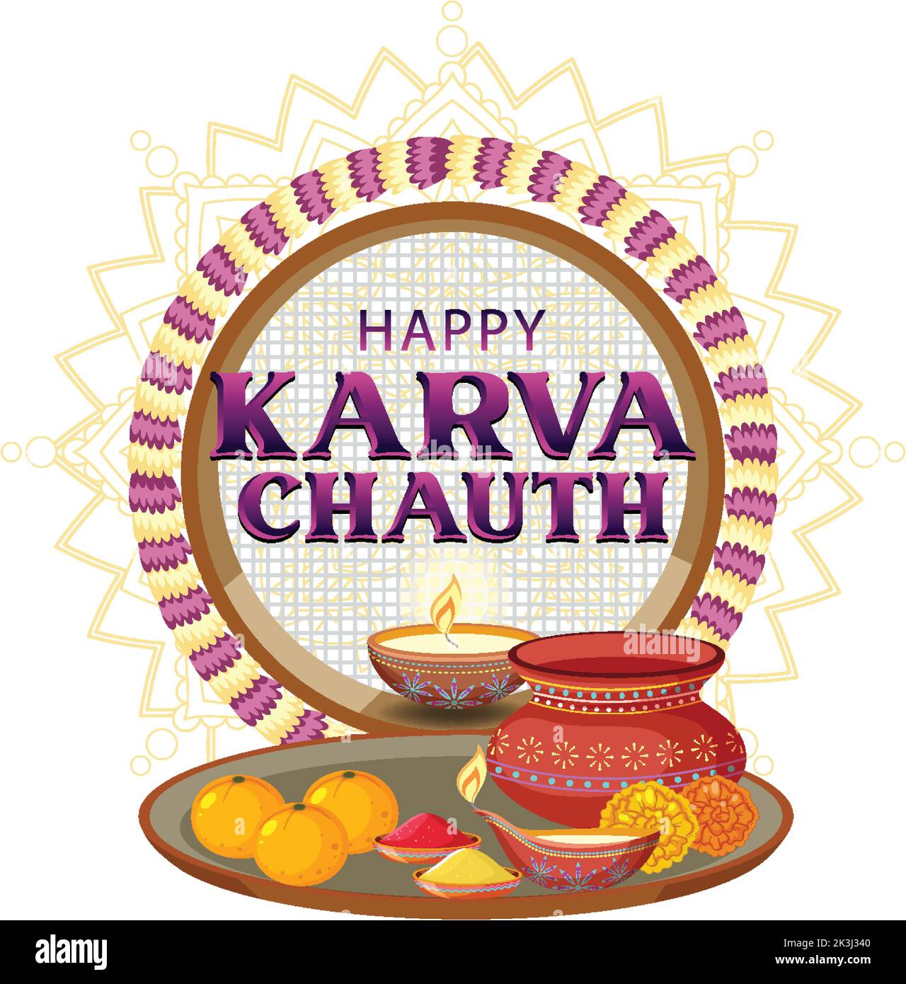 Happy Karva Chauth Day Banner Design illustration Stock Vector Image ...