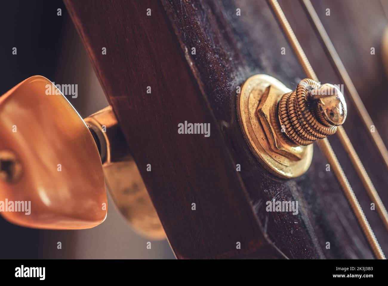 Close up, part of an acoustic guitar, macro detail Stock Photo - Alamy