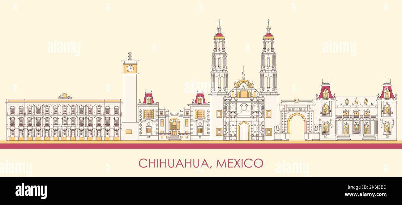 Cartoon Skyline panorama of city of Chihuahua, Mexico - vector ...