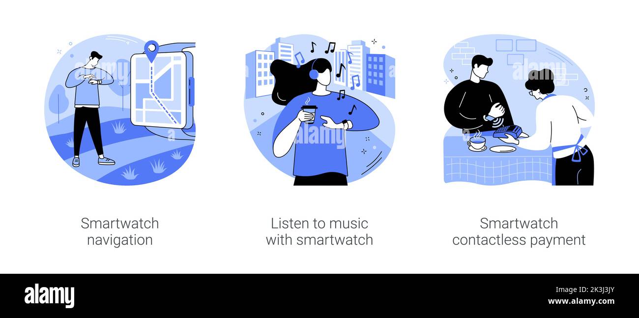 Smartwatch use isolated cartoon vector illustrations se Stock Vector ...