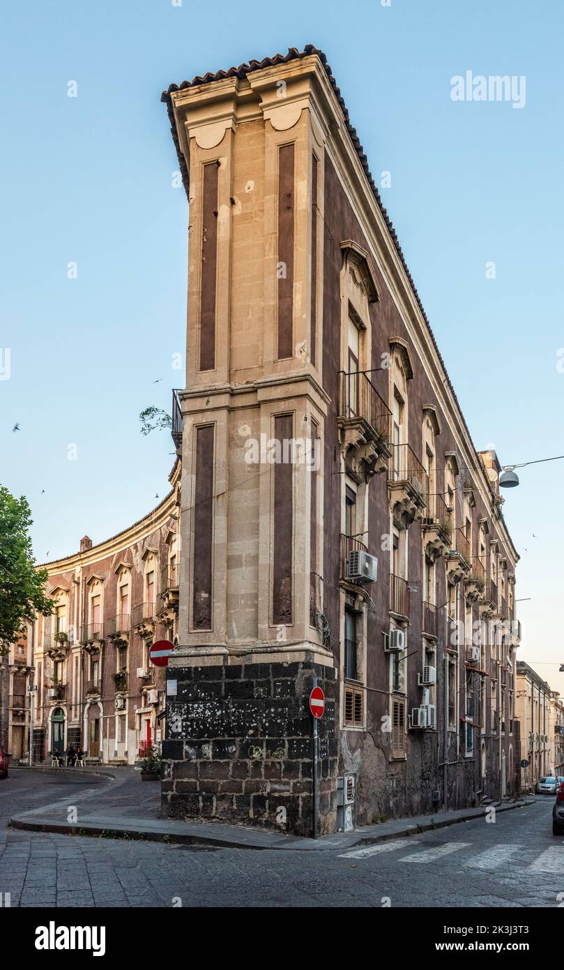 A tall 19c apartment block in Piazza Dante Alighieri, Catania, Sicily ...