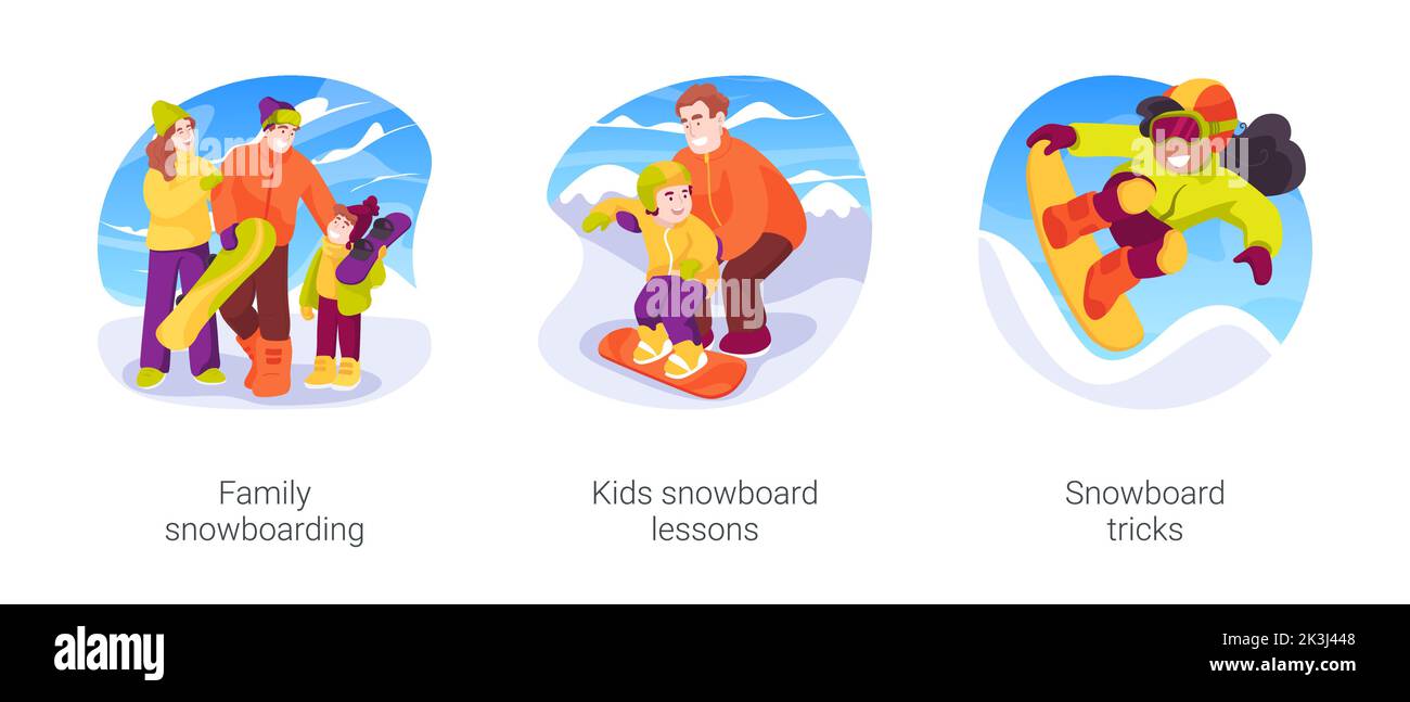 Snowboarding isolated cartoon vector illustration set Stock Vector ...