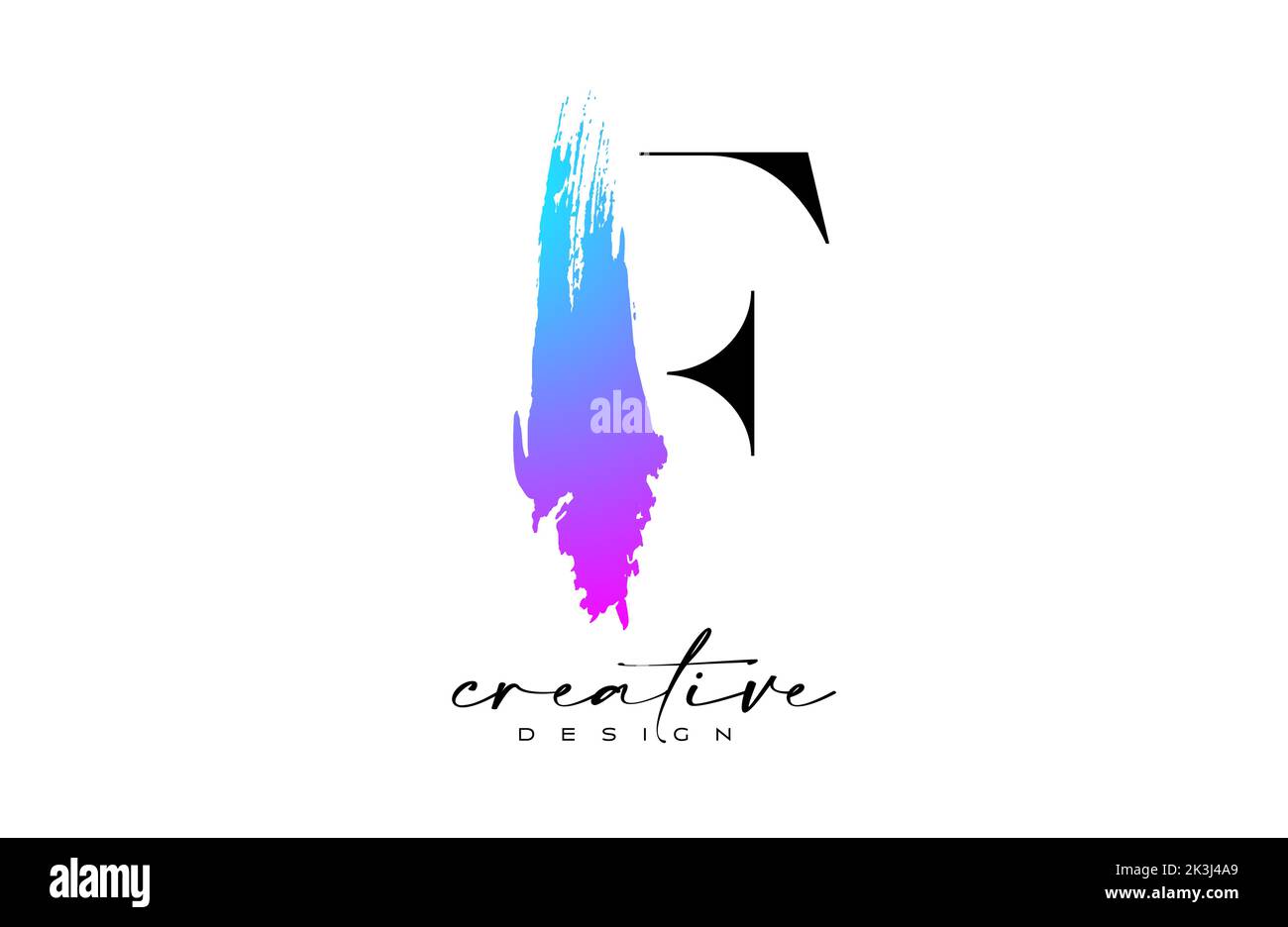 Brush Letter F logo desgn with Artistic Colorful Blue Purple Paintbrush ...