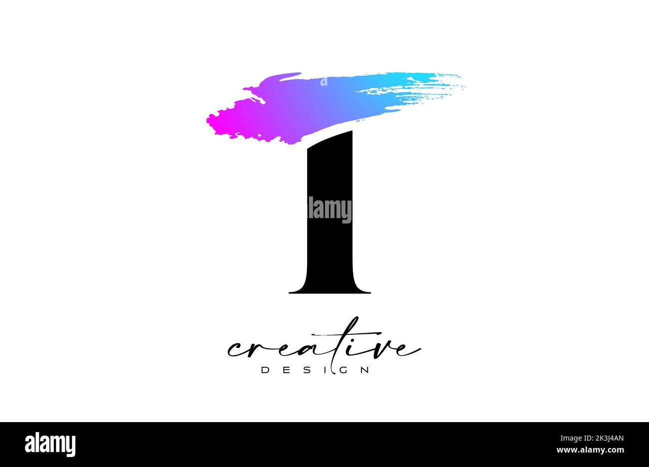 Brush Letter T logo desgn with Artistic Colorful Blue Purple Paintbrush ...