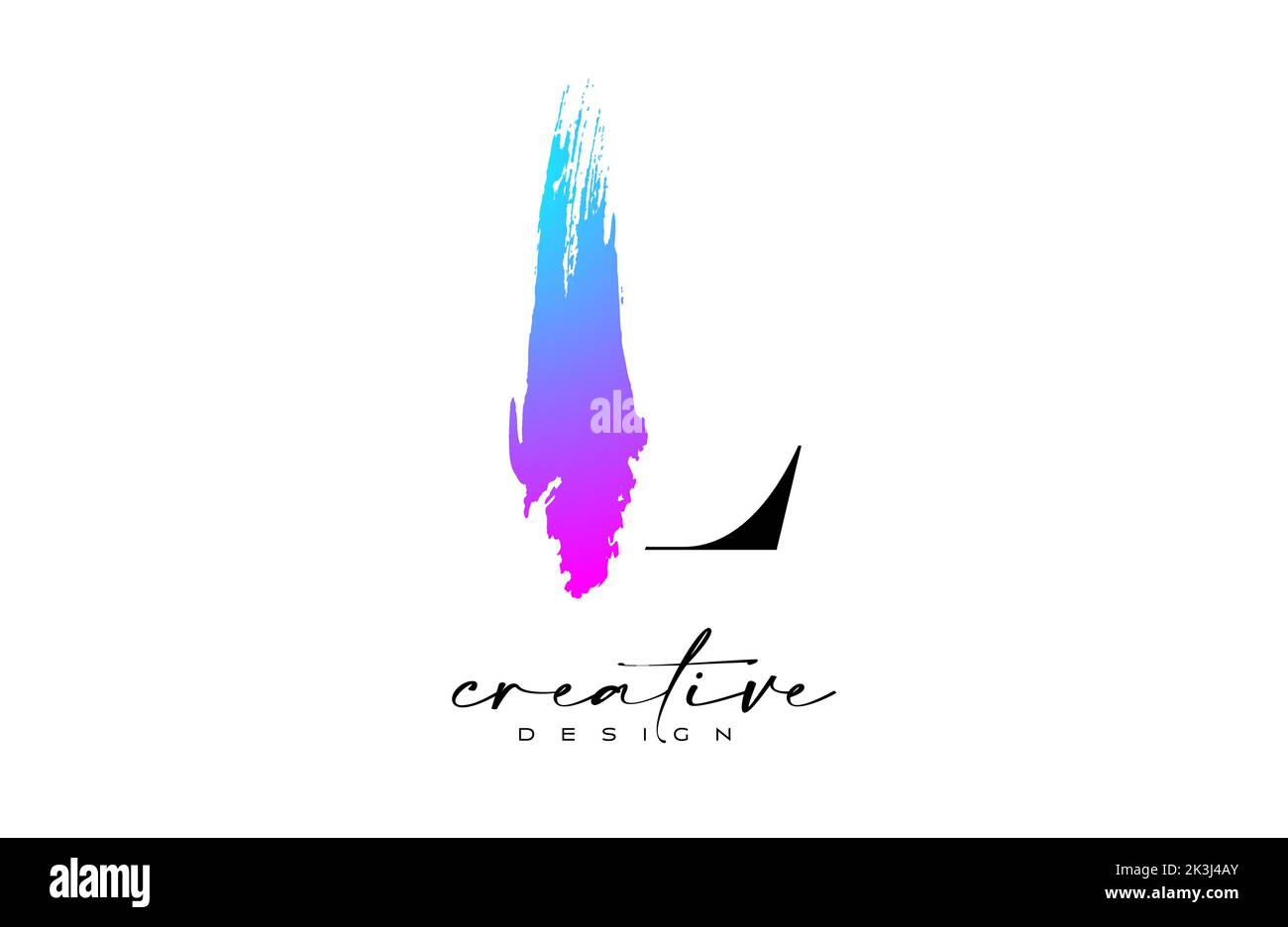 Brush Letter L logo desgn with Artistic Colorful Blue Purple Paintbrush ...