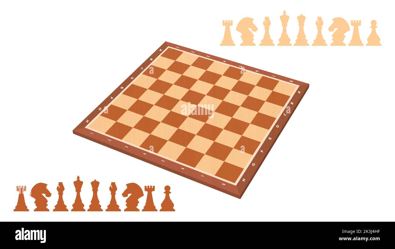 wooden chess board isolated on white background, vector illustration ...