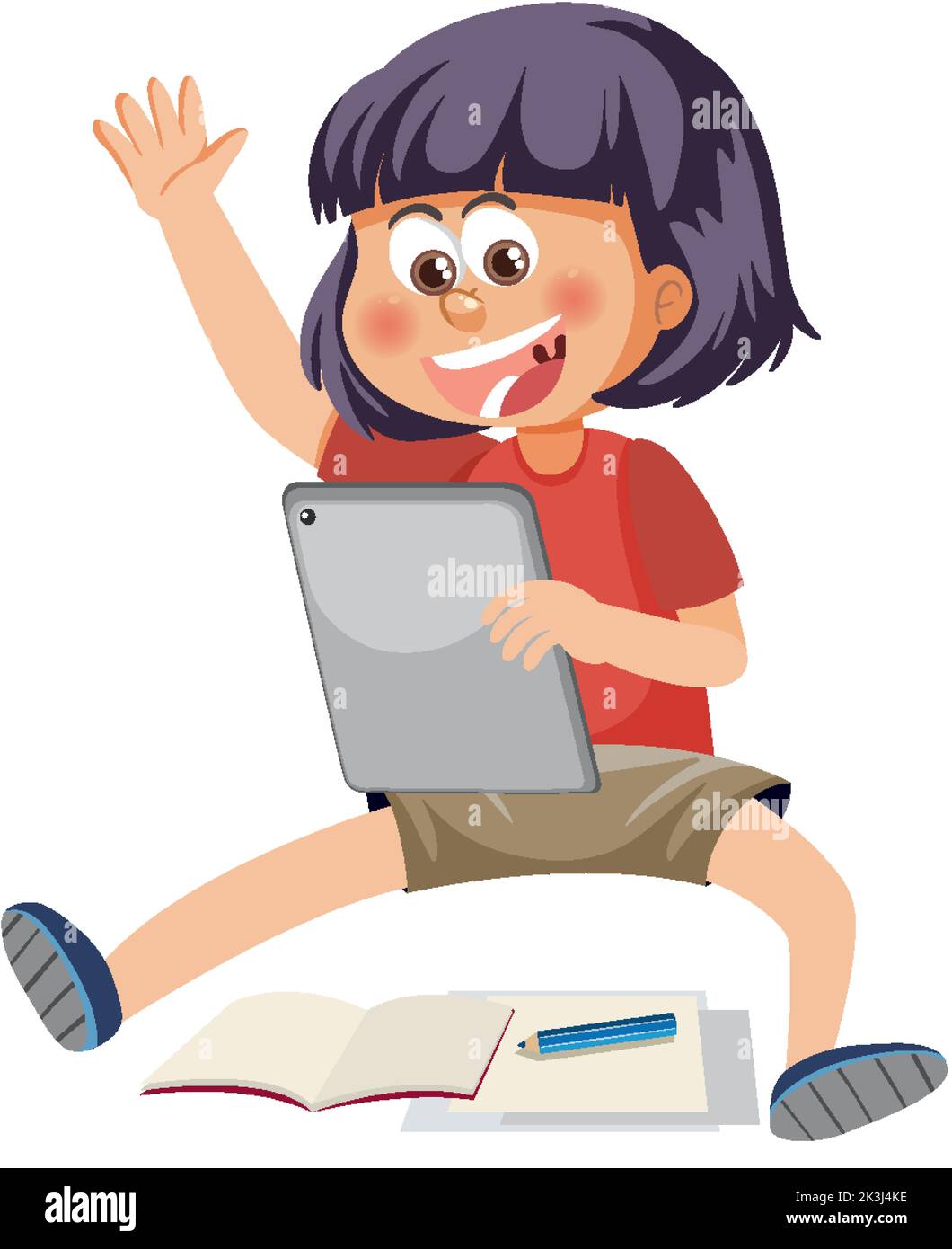 A girl using tablet illustration Stock Vector Image & Art - Alamy