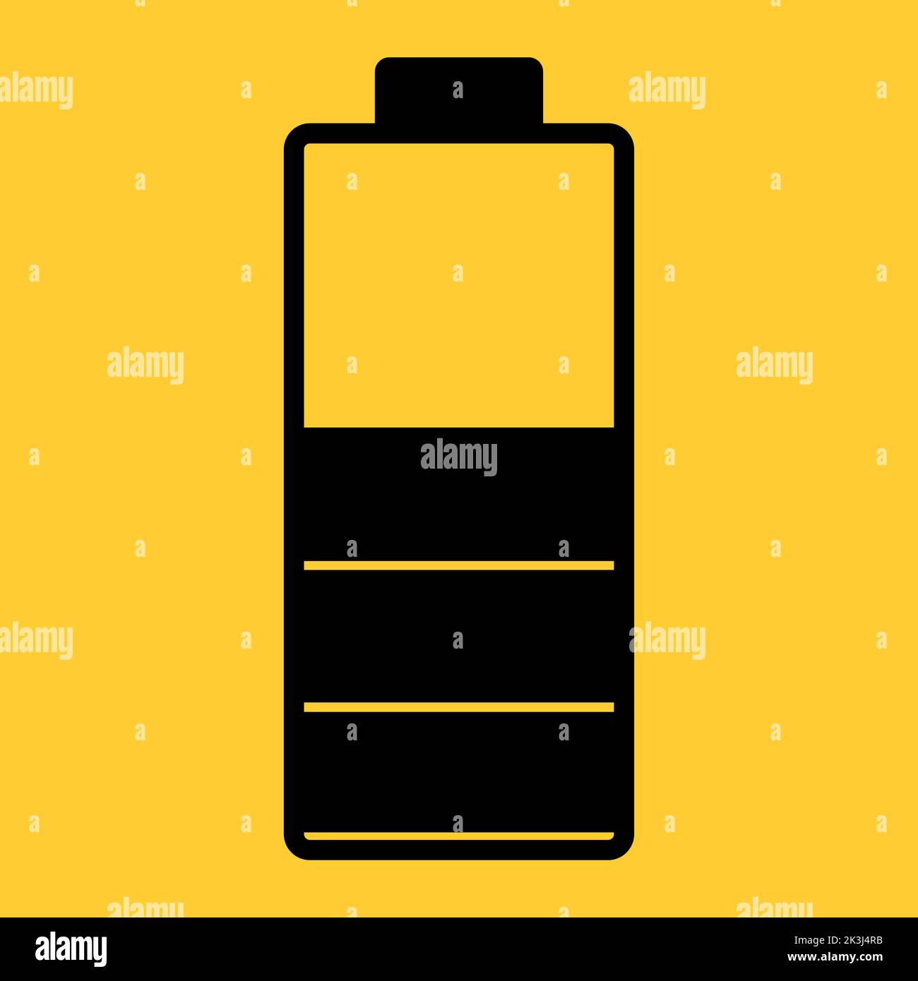 Half battery illustration. Black and yellow colors. Vector icon Stock ...