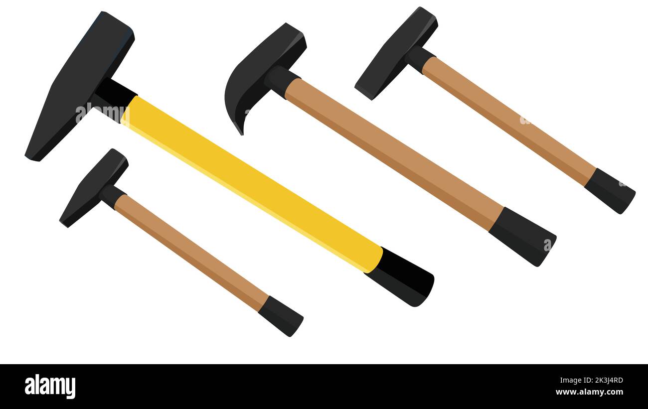 set of hammers isolated on white background, hammer vector illustration ...