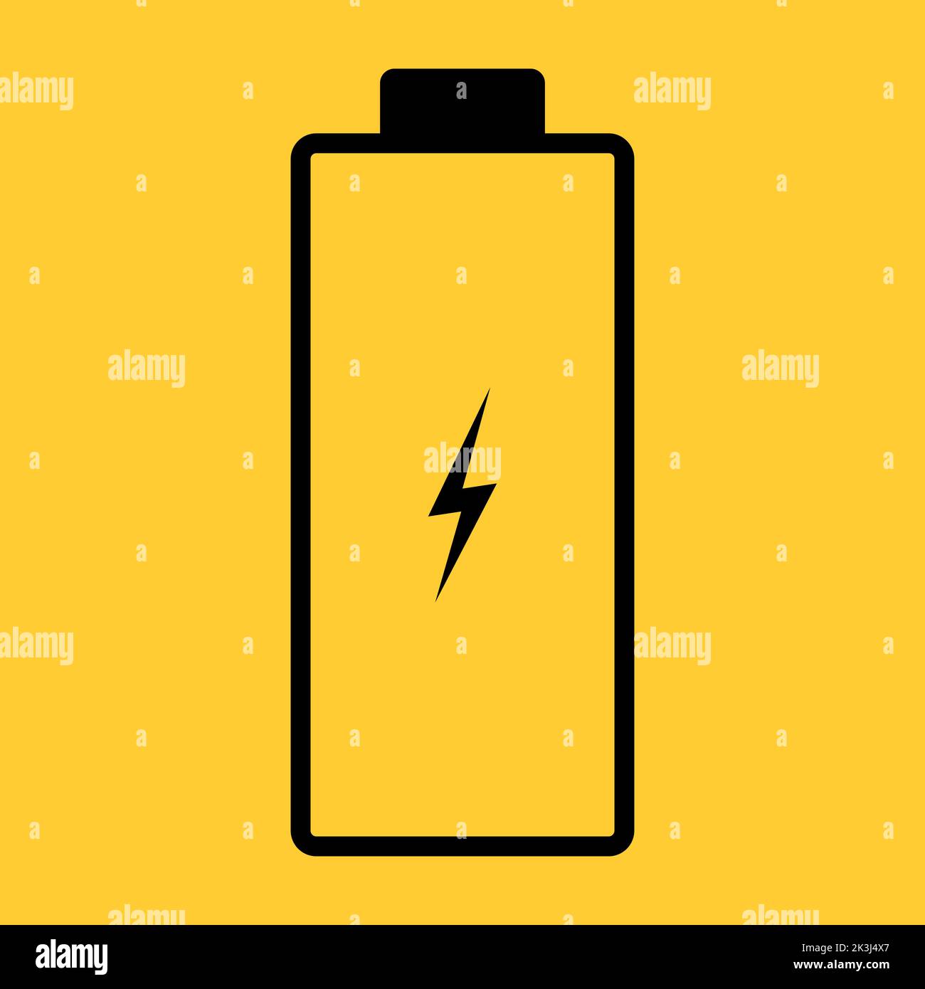 Low battery illustration. Black and yellow colors. Vector icon Stock ...