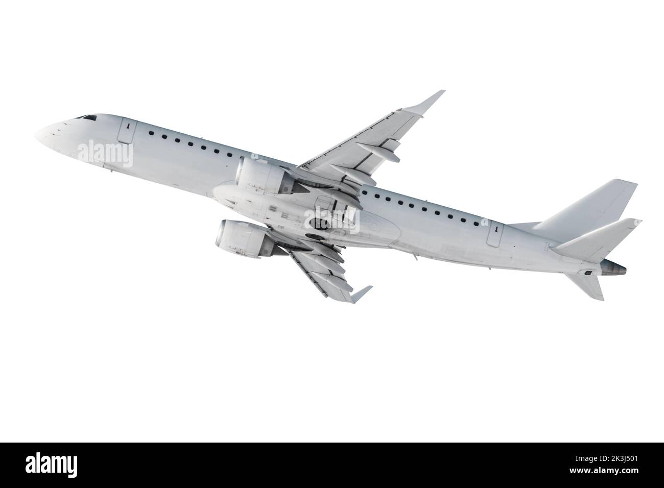 White passenger jet plane fly isolated on white background Stock Photo ...