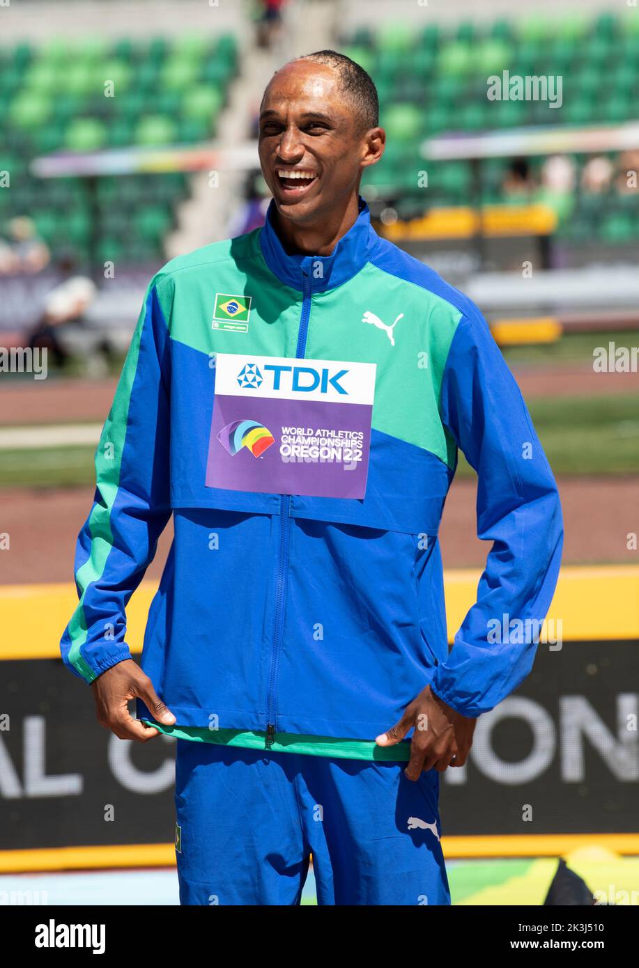 Alison Dos Santos (Gold) of Brazil in the men’s 400m hurdles medal ...