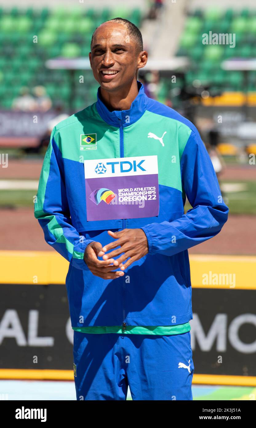 Alison Dos Santos (Gold) of Brazil in the men’s 400m hurdles medal ...