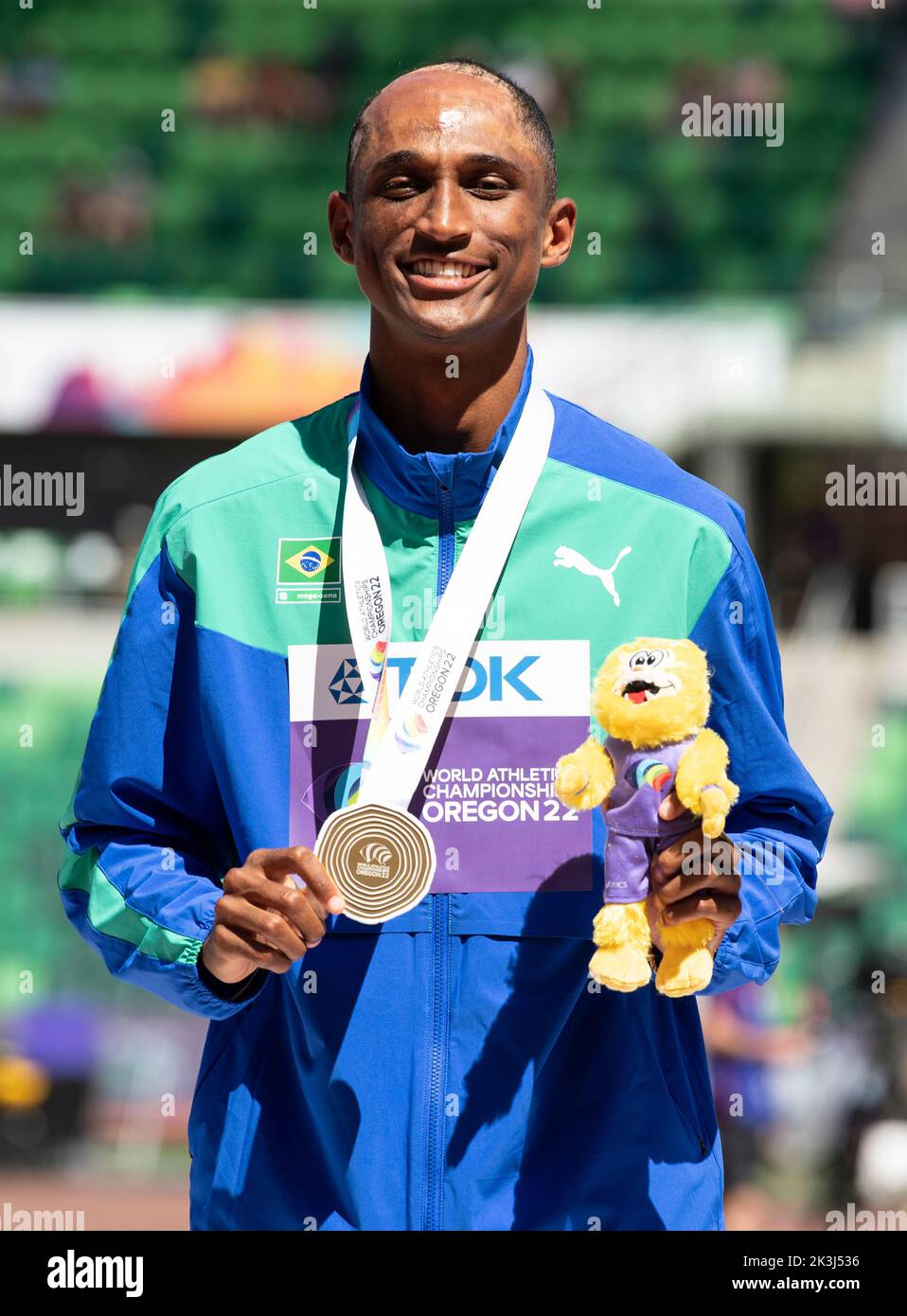 Alison Dos Santos (Gold) of Brazil in the men’s 400m hurdles medal ...