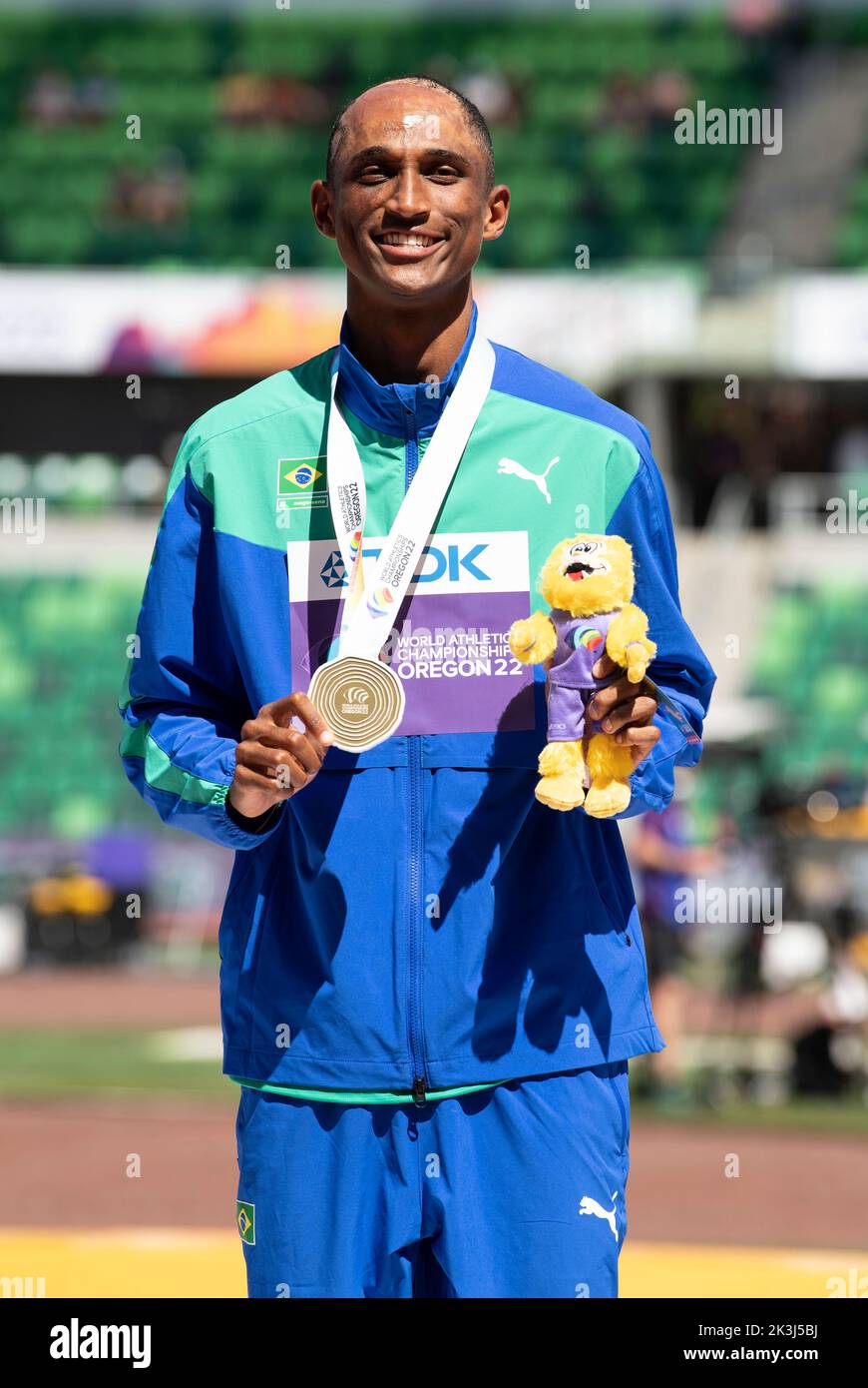Alison Dos Santos (Gold) of Brazil in the men’s 400m hurdles medal ...