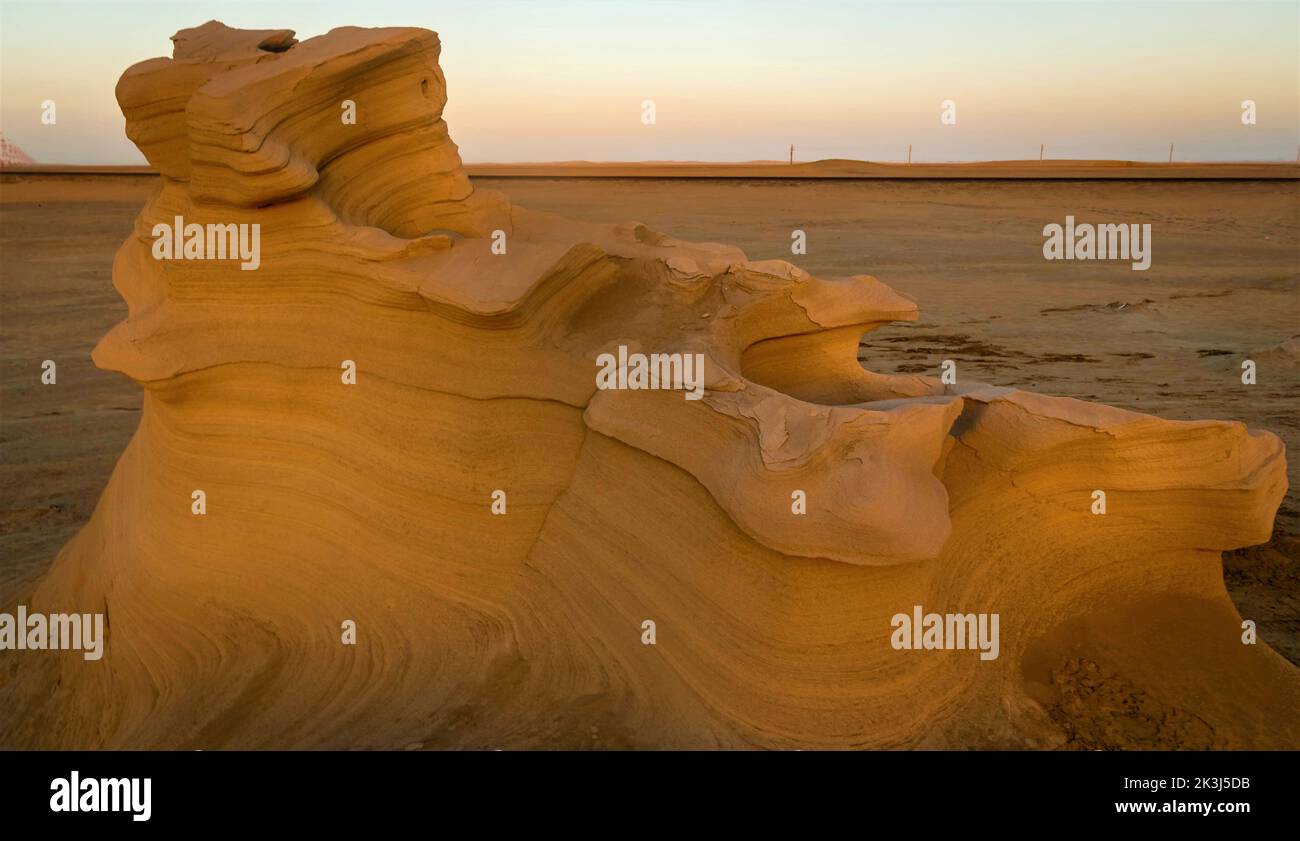 Fossil rocks or sand formations in a desert near Abu Dhabi, UAE Stock ...