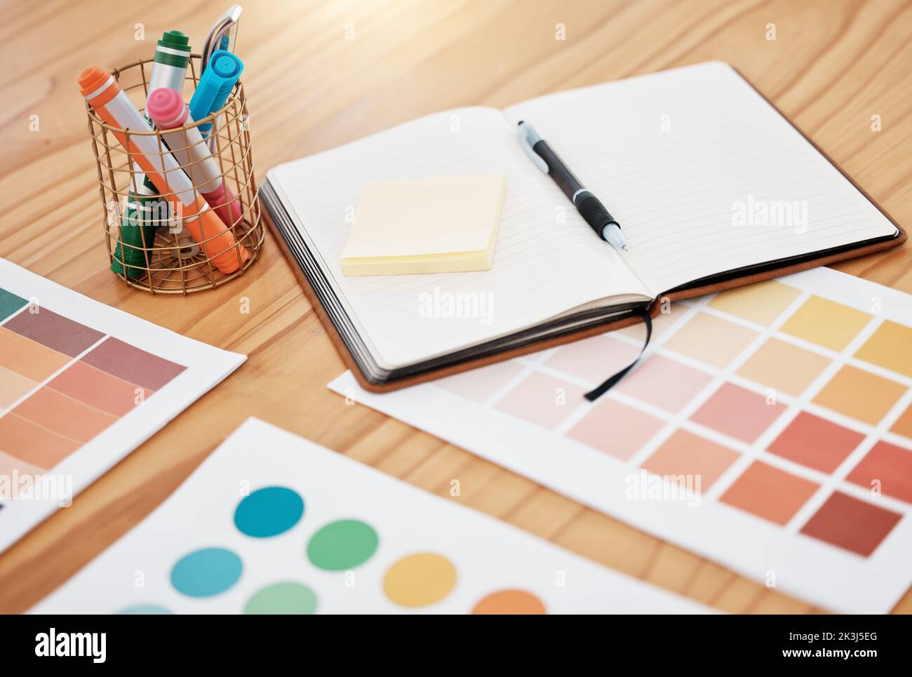 Notebook, color swatch and designer paper documents for design ...