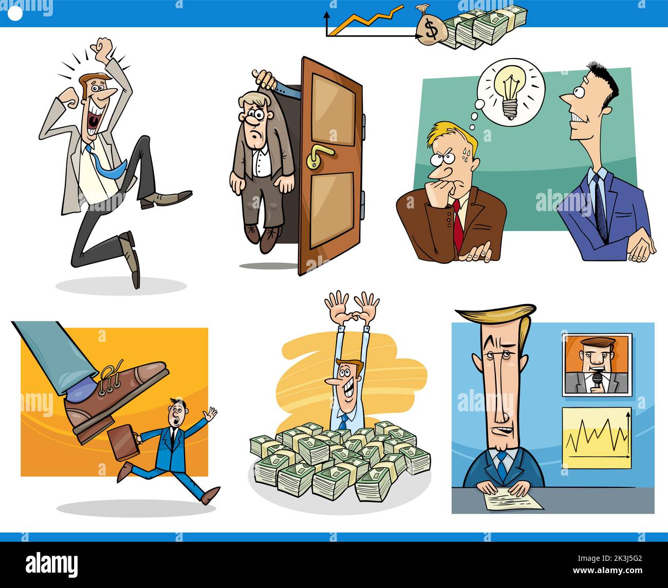 Cartoon illustration of business concepts with funny people and ...
