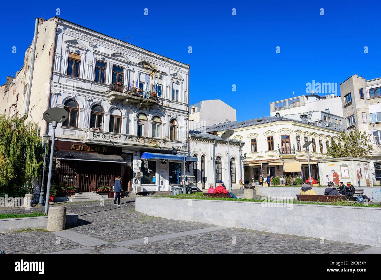 Bucharest, Romania, 20 November 2021: Old buildings with bars and ...