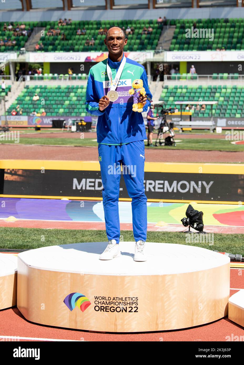 Alison Dos Santos (Gold) of Brazil in the men’s 400m hurdles medal ...
