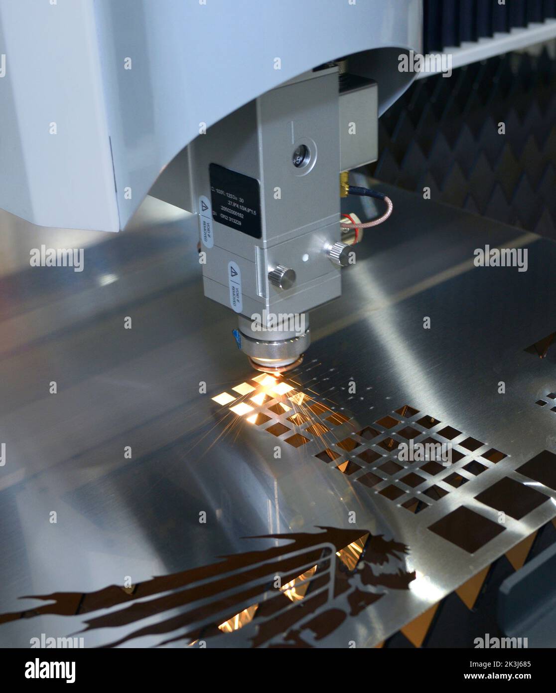 CNC plasma cutting machine working cut metal sheet Stock Photo - Alamy