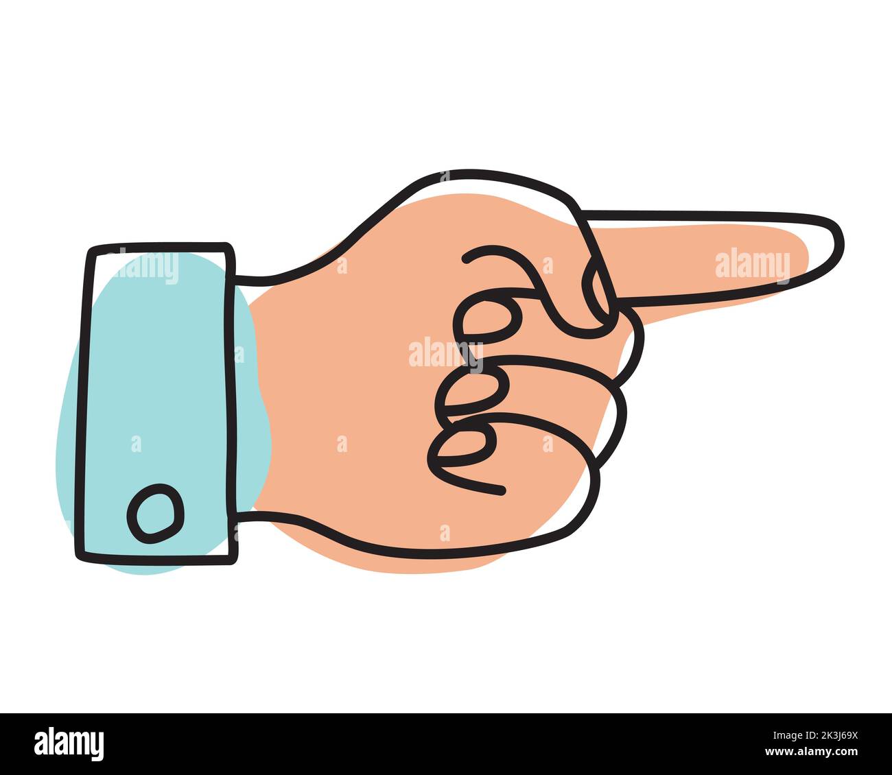 Doodle palm with finger pointing right hand drawn with thin line Stock ...