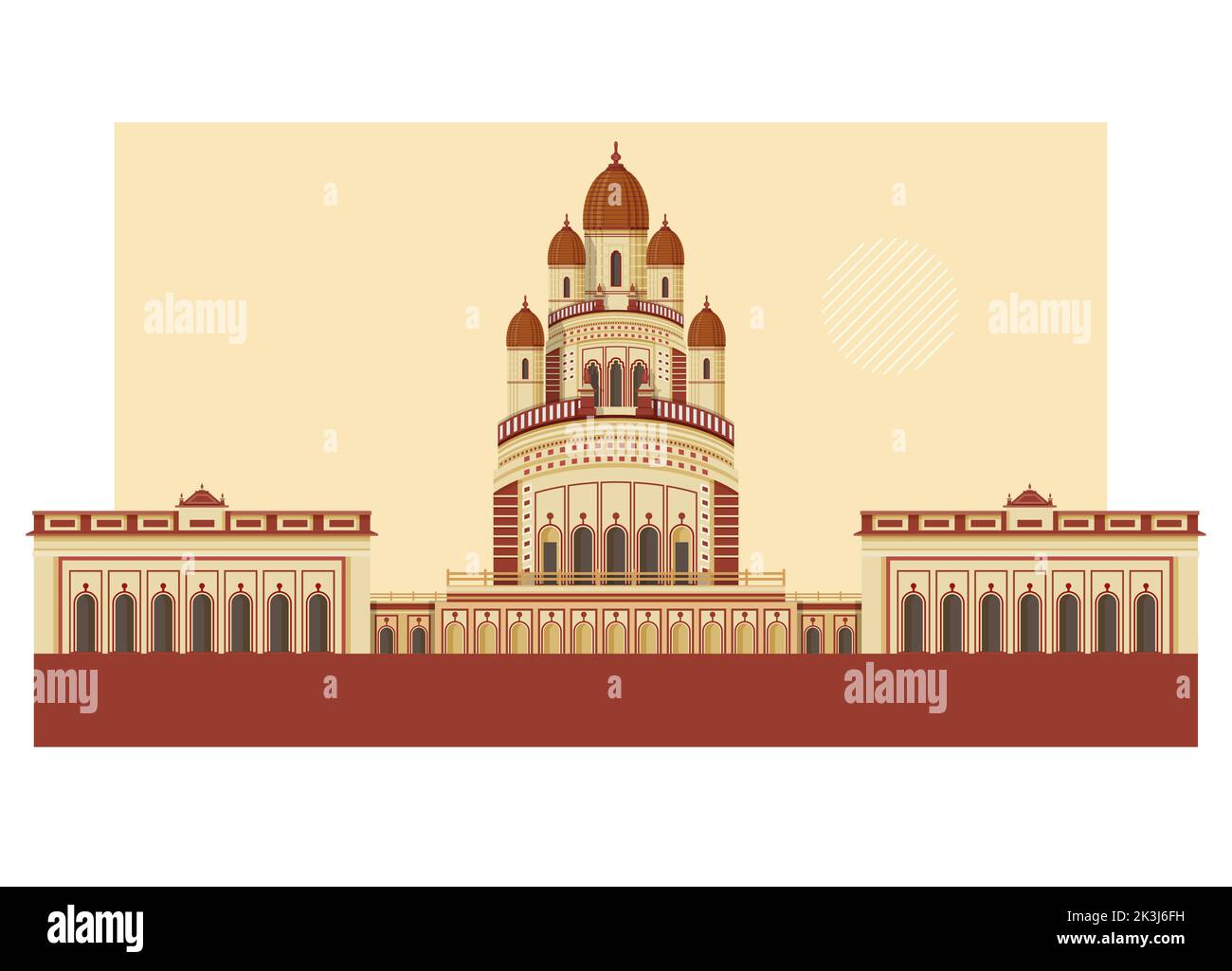 Kolkata City - Dakshineswar Kali Temple - Icon Illustration as EPS 10 ...