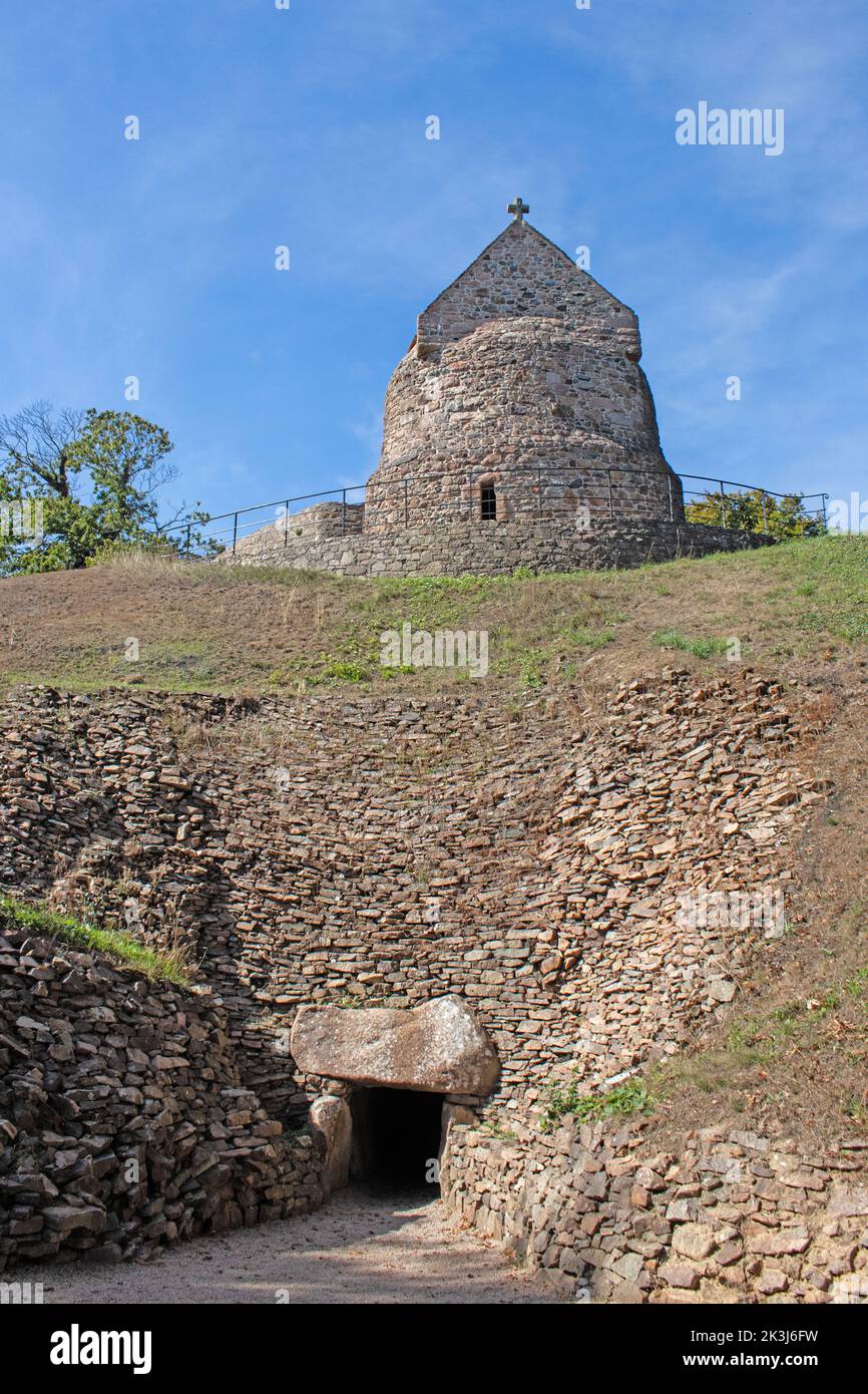 La Hougie Bie, a corridor grave built sometime around 3000BC, with a ...