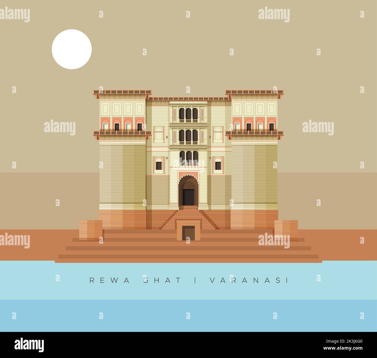 Varanasi City - Rewa Ghat - Icon Illustration as EPS 10 File Stock ...