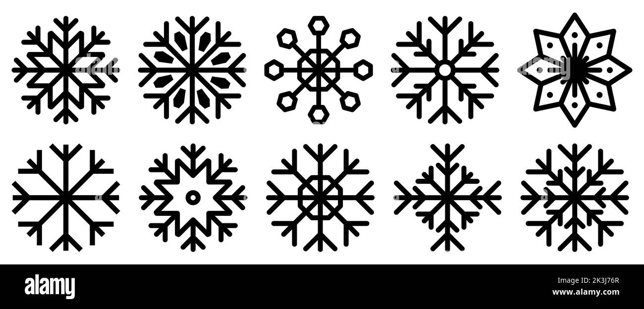 Snowflake icons collection. Vector illustration isolated on white ...