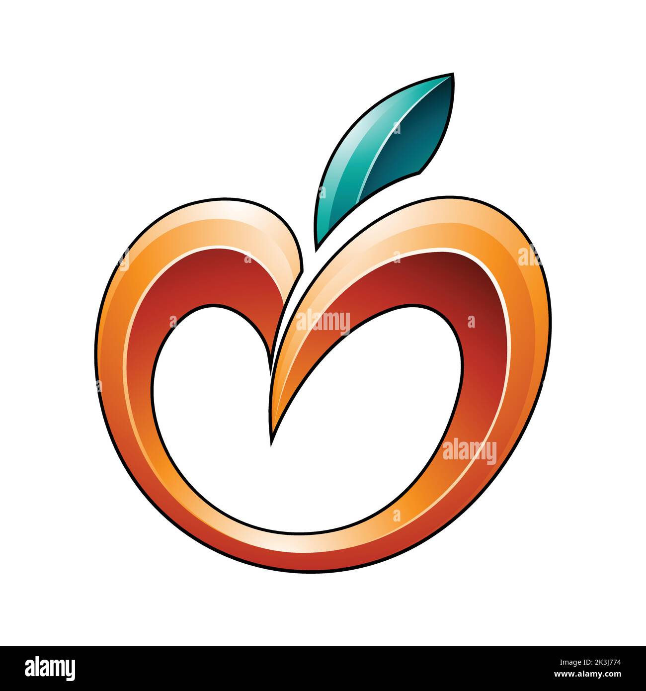 Apple Icon in Shades of Persian Green and Orange isolated on a White ...