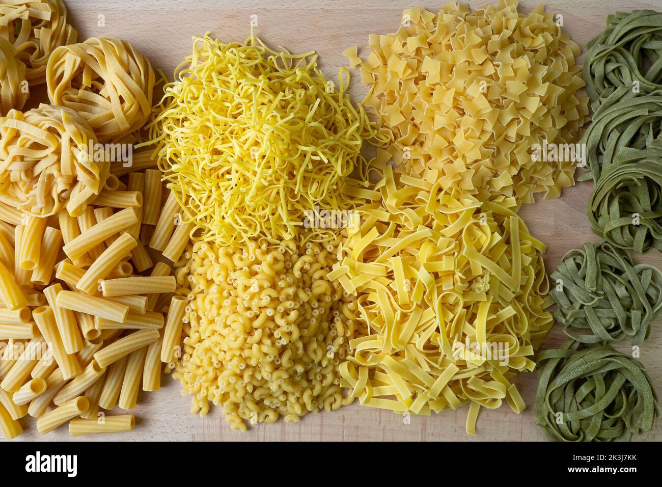 Layout of Italian raw pasta, different types and shapes of pasta Stock ...