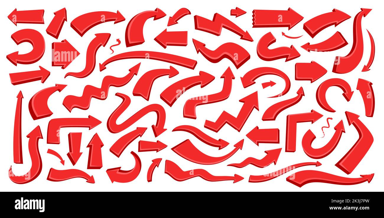 Red arrow signs set. Collection icons or design elements for web design ...