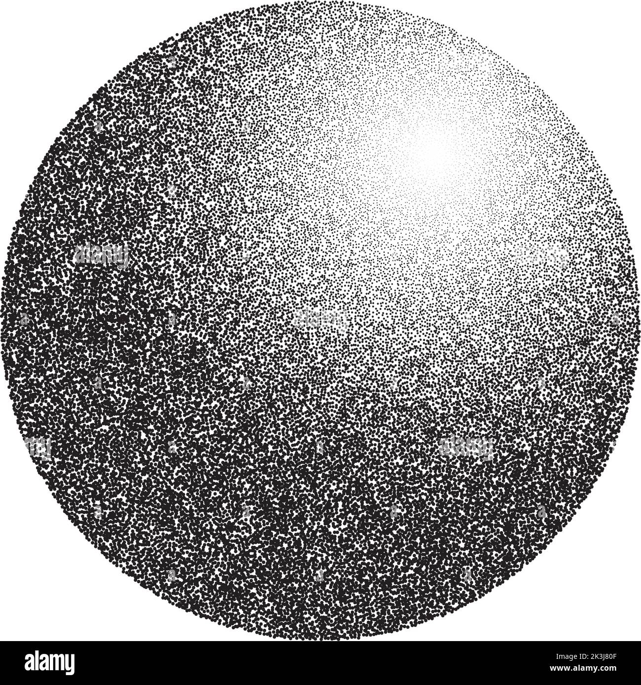 Grain circle gradient. Stippled round shape. Radial stochastic dotwork ...