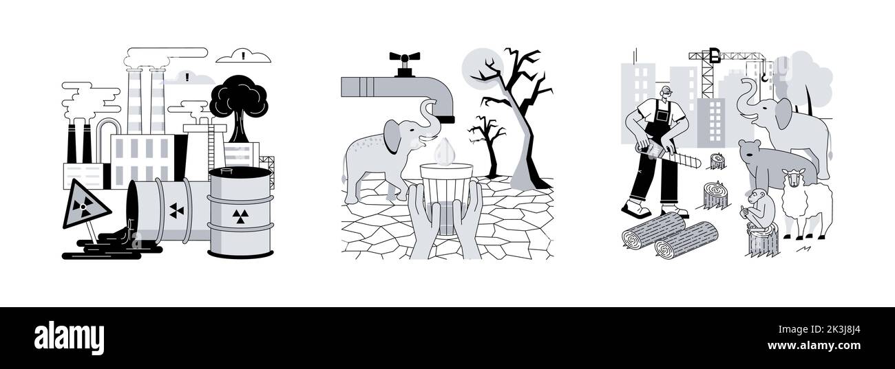 Industry contamination abstract concept vector illustration set ...