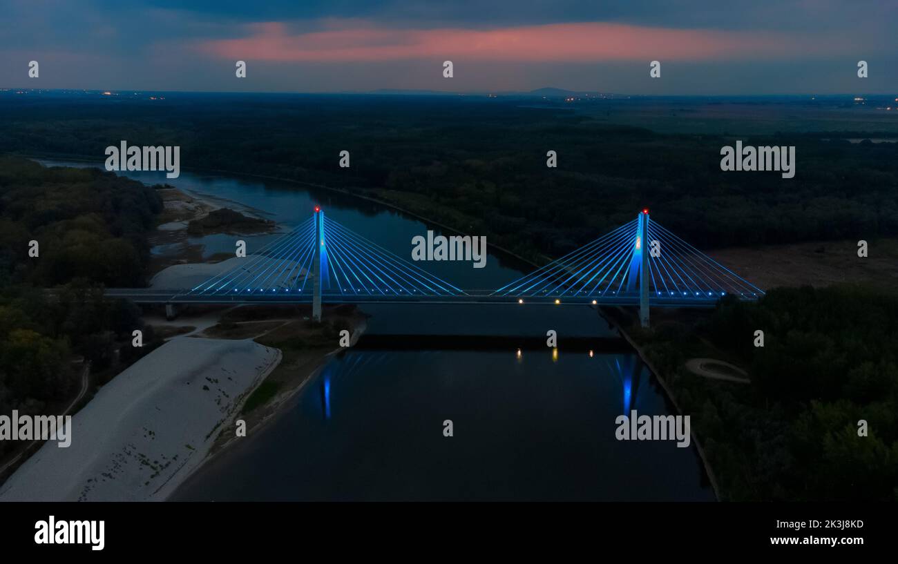 Aerial view of the bridge over the Drava River on Corridor 5c in ...