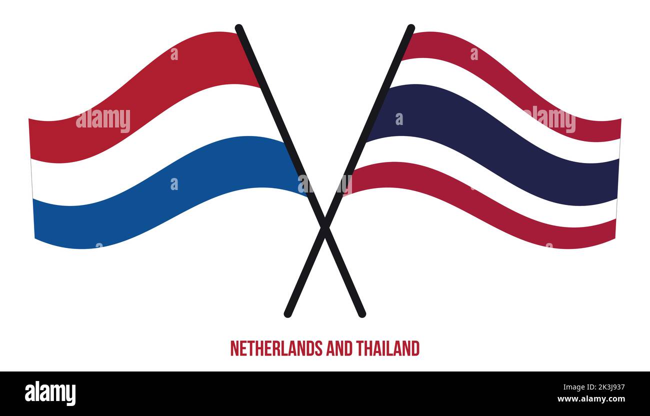 Netherlands and Thailand Flags Crossed And Waving Flat Style. Official ...